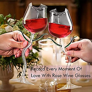 Rose Wine Glasses, Unique Shape Wine Glass, Red Wine Glass Cups, Wine Flower Goblet for Party, Wedding, Valentine's Day, and Romantic Dinners
