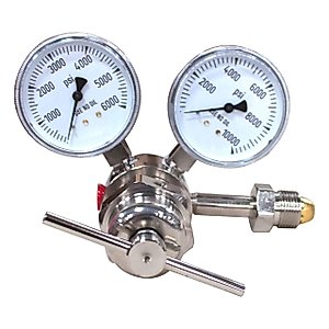 Miller Smith 827-00-09 Silverline High Pressure Analytical Brass Single Stage Regulators, 6000 PSI
