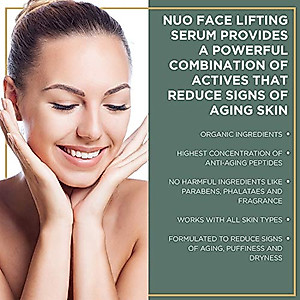 nuorganic Face Lifting Serum with Plant Stem Cells & Matrixyl 3000 - Advanced Anti-Aging to Minimize Fine Lines & Wrinkles - Vegan & Cruelty Free (1fl Oz)