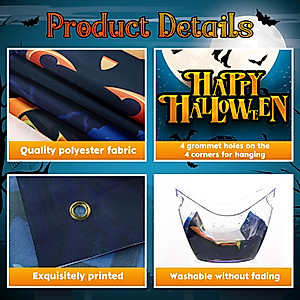 Panelee Halloween Door Decorations 79 x 35 Inches Skeleton Witch Window Door Cover Photo Posters Banner Backdrop Halloween Wallpaper Sticker for Front Door Porch Halloween Party Supplies(Moon, Witch)