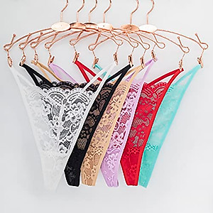 PSEFNAGX 6 Pieces Floral Micro T Back Low Rise Thongs Stretchy Underwear G-String Panties Size XXLarge