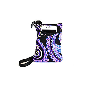 NuPouch Sling Hipster Cross Body Purse Women's Handbag, Purple Paisley