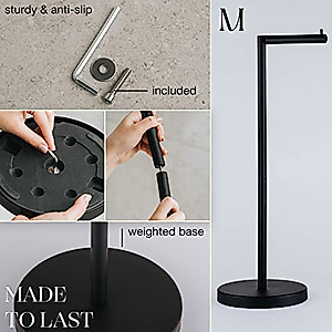 Marmolux Acc - Free Standing Toilet Paper Holder Stand 1pc - Bathroom Storage for 4 Rolls of Toilet Tissue Modern Stainless Steel Matte Black Toilet Paper Stand. - Toilet Roll Stand - Tp Holder Stand