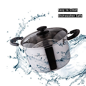 Lake Tian Stainless Steel Stock Pot, Stew Pot, Simmering Pot, Soup Pot with Lid, Healthy Duty, Dishwasher Safe, Saucepot with Lid Quart Stockpot,Silver (2.5 qt/7.25″)