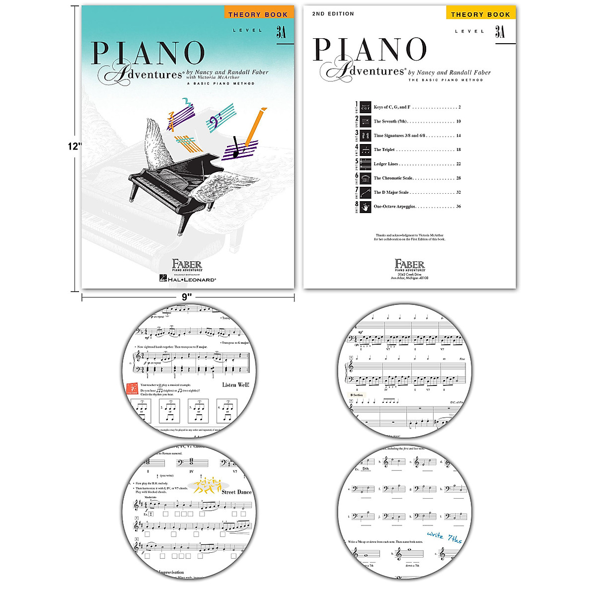 Piano Adventures Level 3A Learning Library Set By Nancy Faber - Lesson, Theory, Performance, Technique & Artistry Books & Juliet Music Piano Keys 88/61/54/49 Full Set Removable Sticker