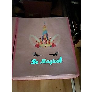 NINOSTAR Girls Unicorn Toy Storage Chest Glowing Décor Functional Organizer Cube Drop Fabric Box with Handles Perfect for Games, Parties, Birthdays