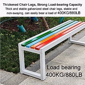 XGQXZWC Outdoor Garden Benches, 2-3 Person Seat Backless Bench, Patio Park Bench with Slatted Seat, Metal Frame, Weatherproof, 880LBS Capacity, Rectangular Outdoor Dining Bench for Yard, Garden (Colo