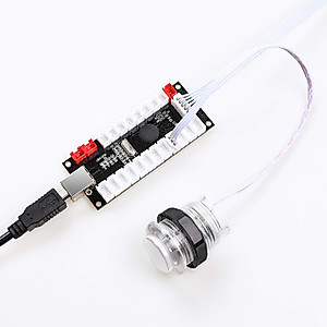 Easyget New Updated 2-Player LED DIY Arcade Kit 2X Zero Delay USB Encoder + 2X Joystick + 20x LED Arcade Buttons for PC, Windows, MAME, Raspberry Pi Arcade DIY (2-Player, White Kit)