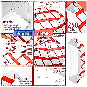 MotBach 100 Pack 2lb Checkered Paper Food Boats Disposable Paper Boats, Kraft Paper Food Trays Paper Food Serving Boat Tray Basket for Snacks Hot Dogs Sandwich Burgers Popcorn Chips Tacos Fries Nacho