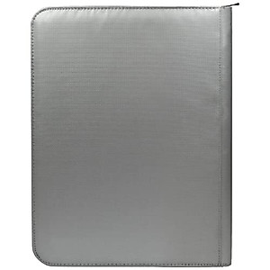 Ultra PRO 9-Pocket Fire Resistant Zippered PRO-Binder: Silver - Protect Your Collectible Sports Cards, Base Ball Cards, Gaming Cards and Collectible Trading Cards In a Fire Resistant Binder