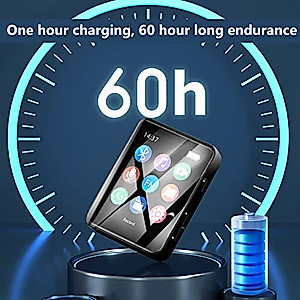 MP3 Player with Bluetooth 5.0, 1.8 inch Screen Metal Shell Touch Buttons, 8+64GB Portable Lossless Music MP4 Player for Kids Walkman with HiFi Sound Speaker for Sports Running, Voice Recorder, E-Book