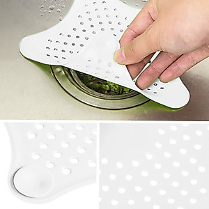 Starfish Kitchen Floor Drain, Durable Silicone Hair Stopper With Suction Cup, Shower Drain Covers Suit For Bathroom Bathtub And Kitchen, Easy To Install And Clean Sink Strainer, White
