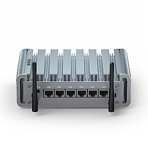 Firewall Appliance, Mini PC 2.5Gbe 6 Lan Port, Micro Router PC, i225 NICs, Celeron J4125, 8GB DDR4 RAM 128GB SSD, HD-MI, RS232 COM, Wifi, Small Case, Auto Power On, Windows 10 / Firewall Software