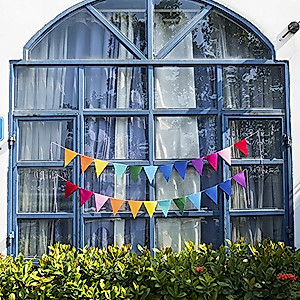 Rainbow Felt Fabric Bunting, 24 Pcs/ 16.4 Feet(2 Pack) Decoration Banners for Birthday Party, Baby Shower, Window Decorations and Children's Play Room Decorations