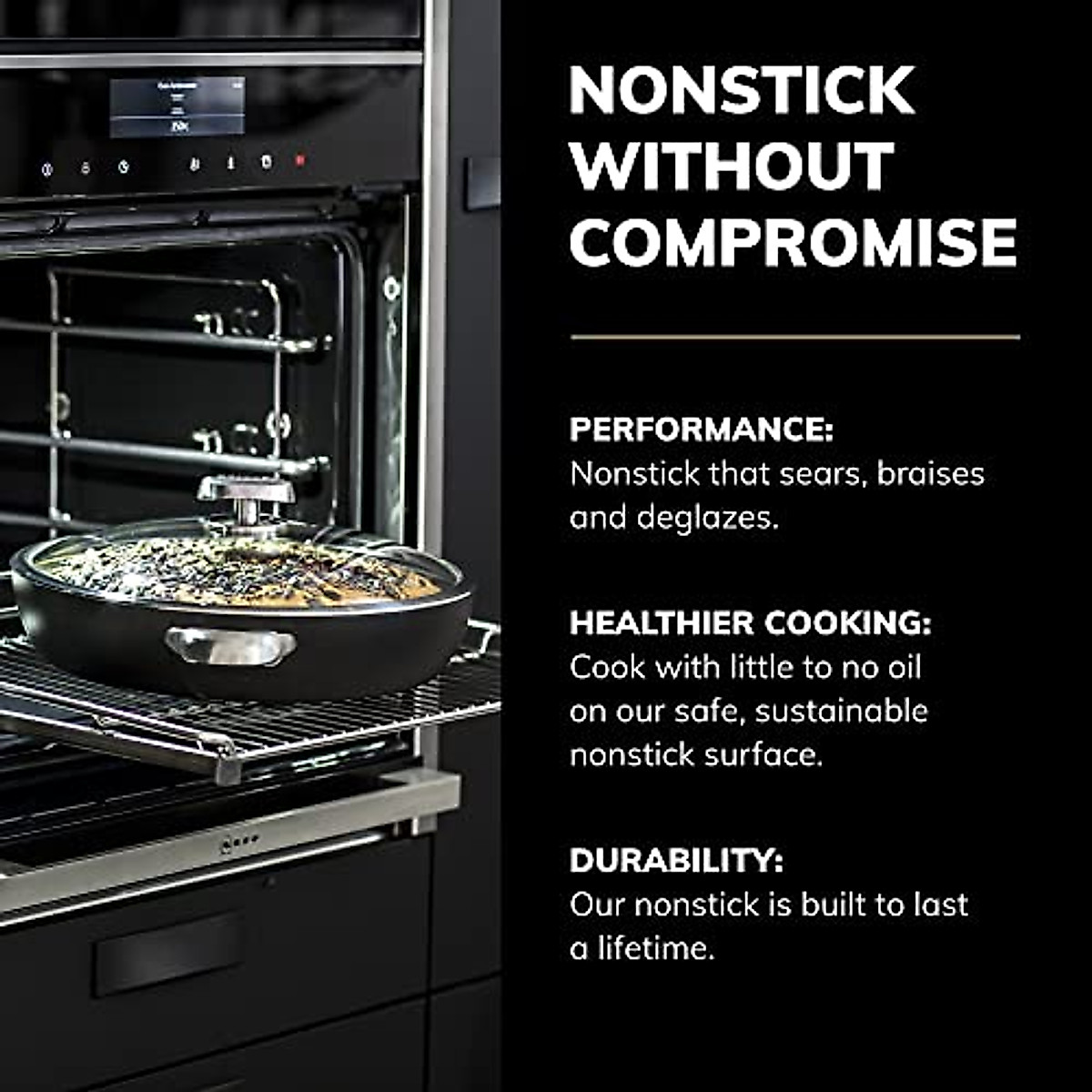 SCANPAN Pro IQ 4.25 qt Chef Pan with Lid - Easy-to-Use Nonstick Cookware - Dishwasher, Metal Utensil & Oven Safe - Made by Hand in Denmark