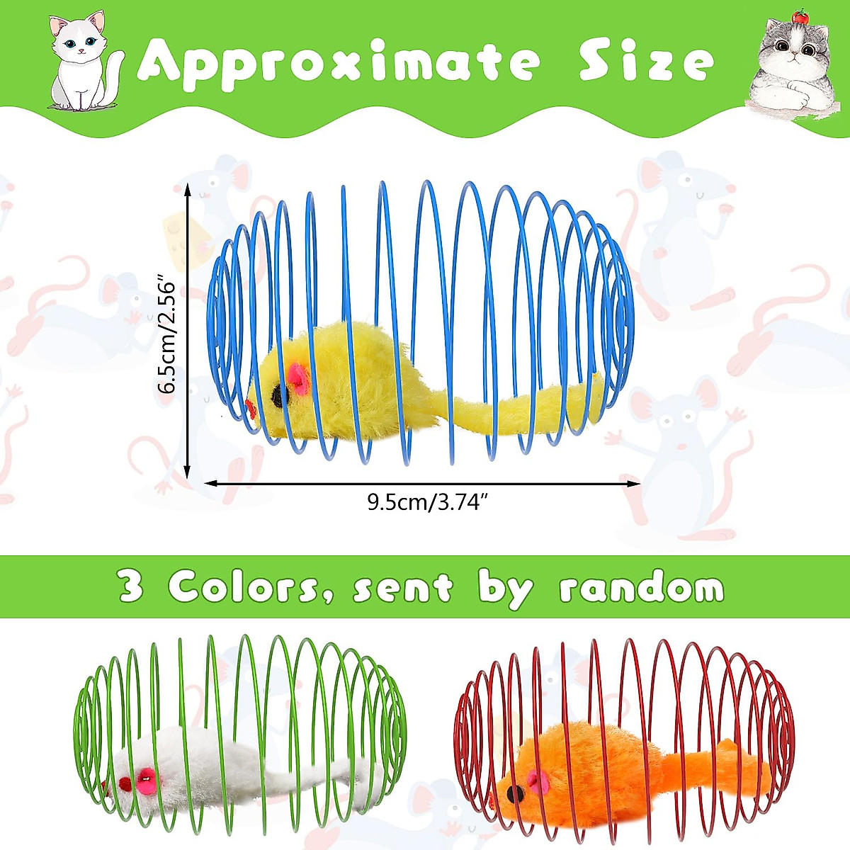 BENBO Cat Spring Balls, 3Pcs Stretchable Cat Springs Toys Interactive Caged Rats Rolling Cat Balls Spiral Crinkle Cat Toys Playful Coils Spring Toy for Kitten Cat Pet Indoor Play (Random Color)