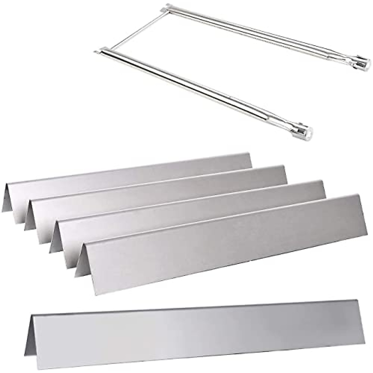 GasSaf 21.5 inch Flavorizer Bar and 27 inch Burner Tube Set Replacement for Weber Spirit E-210, S-200, S-210, E-210NG, Genesis Silver A, Spirit 500, Parts Kit Replace for Weber 7534 &7507