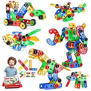 Jasonwell STEM Toys Building Blocks - 116 PCS Educational Construction Tiles Set Engineering Kit Learning Resources Christmas Birthday Gift for Toddlers Kids Ages 3 4 5 6 7 8 9 10 Year Old Boys Girls