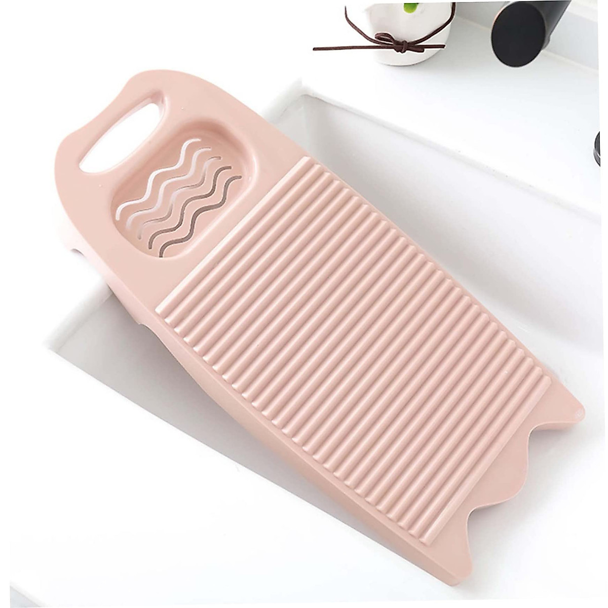 CUCUFA Washboards for Hand Washing Clothes, Plastic Hand Washing Board Non-Slip Laundry Washing Boards, Manual Wash Clothes Pad Washing Tool for Household, Pink