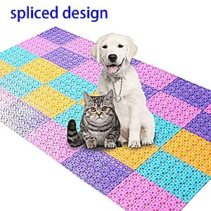 Newweic Rabbit Cage Mats - 4 Packs Plastic Cage Bottom Mat for Bunnies - Small Animal Feets Floor Pads Resting mats - for Dog Rabbits Guinea Pigs Playpen Pet Wire Cages (Grey)