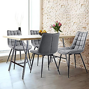 Yaheetech Upholstered Velvet Dining Chairs Modern Tufted Chairs Accent Reception Chairs with Soft Cushion and Metal Legs for Leisure/Reataurant/Home Kitchen, 6pcs
