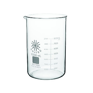 United Scientific™ BG1000-10000 Borosilicate Laboratory Grade Glass Beakers| Griffin Style Low Form Beaker | Graduated with Spout | Designed for Laboratories & Chemistry Classrooms| 10000mL Capacity