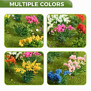Yetaha 50Pcs Mini Colorful Flower Clusters, Miniature Flower Vegetation Groups Static Scenery Model for DIY Craft Train Landscape Railroad Scenery Sand Military Layout Model War Gaming Terrain