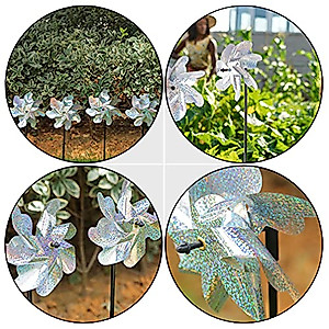 Happyyami 4pcs Reflective Pinwheels Birds Deterrent Bird Devices Bird Windmill High Reflection Pinwheels Bird to Keep Bird, Pigeons, Seagulls Away Garden, House