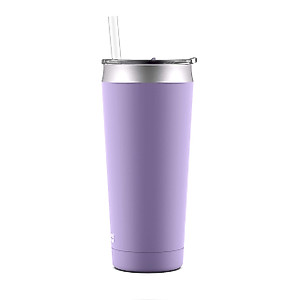 Ello Beacon Vacuum Insulated Stainless Steel Tumbler with Slider Lid and Optional Straw, 24 oz, Lavender