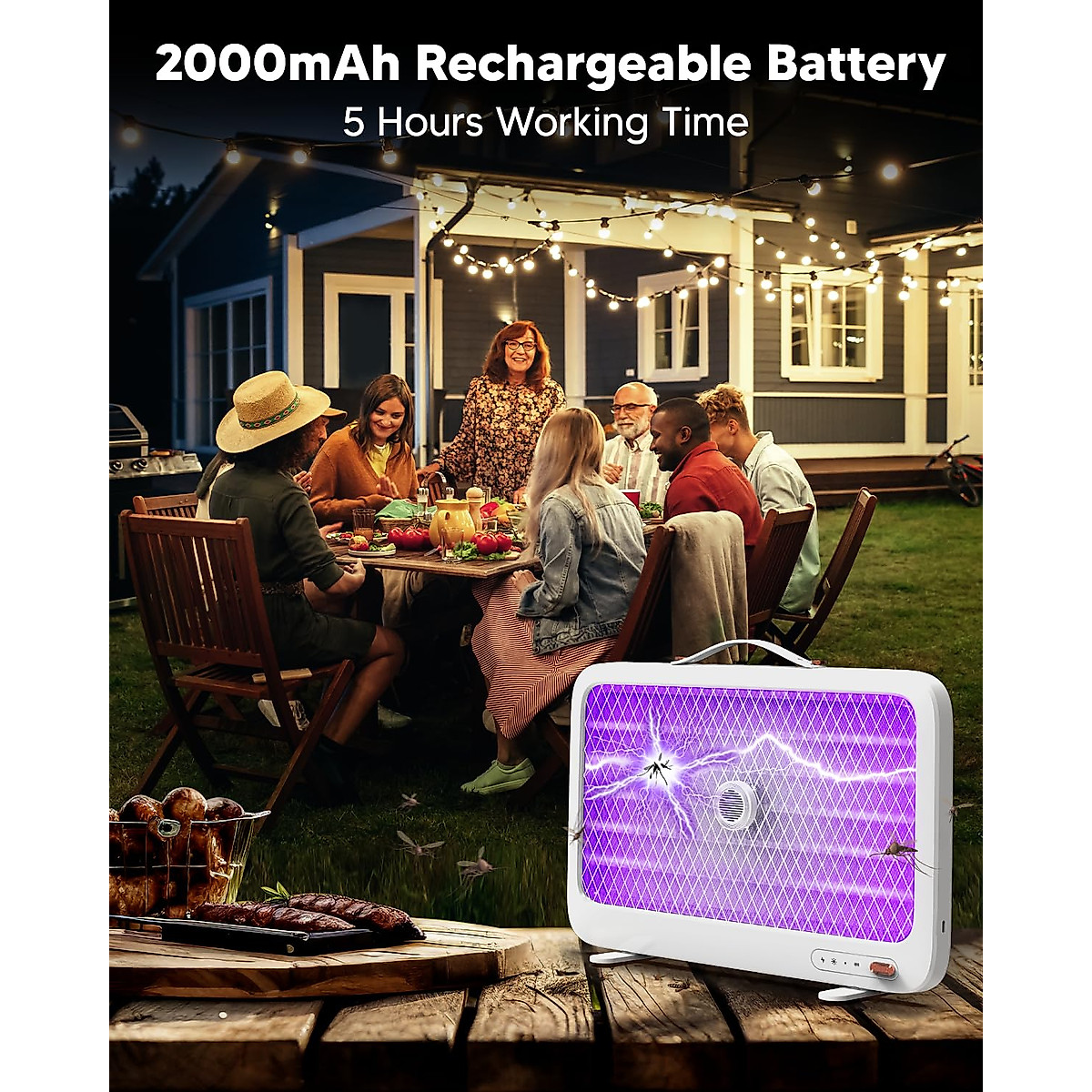 Bug Zapper Indoor and Outdoor - 10 Years Lifespan LED Mosquito Zapper, 4000V Rechargeable Fly Zapper for Patio Home Camping Balcony