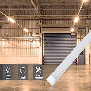 LightingWill LED T8 Light Tube 4FT, Warm White 3000K-3500K, Dual-End Powered Ballast Bypass, 2000Lumen 18W (40W Equivalent Fluorescent Replacement), Frosted Cover, AC85-265V Lighting Fixture, 4 Pack…