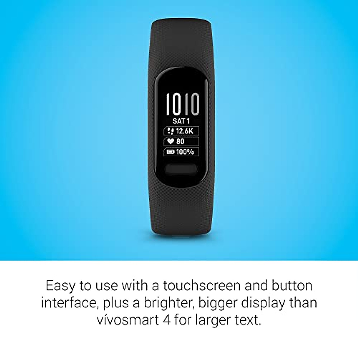 Garmin vívosmart® 5, Fitness Tracker, Long-Lasting Battery, Simple Design, Black Large