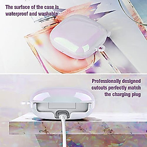 Beats Fit Pro Case Cover, Filoto Laser PC Beats Fit Pro Case for Women Girls, Cute Protective Apple Beats Fit Pro Earbuds Case Cover with Keychain Accessories,White