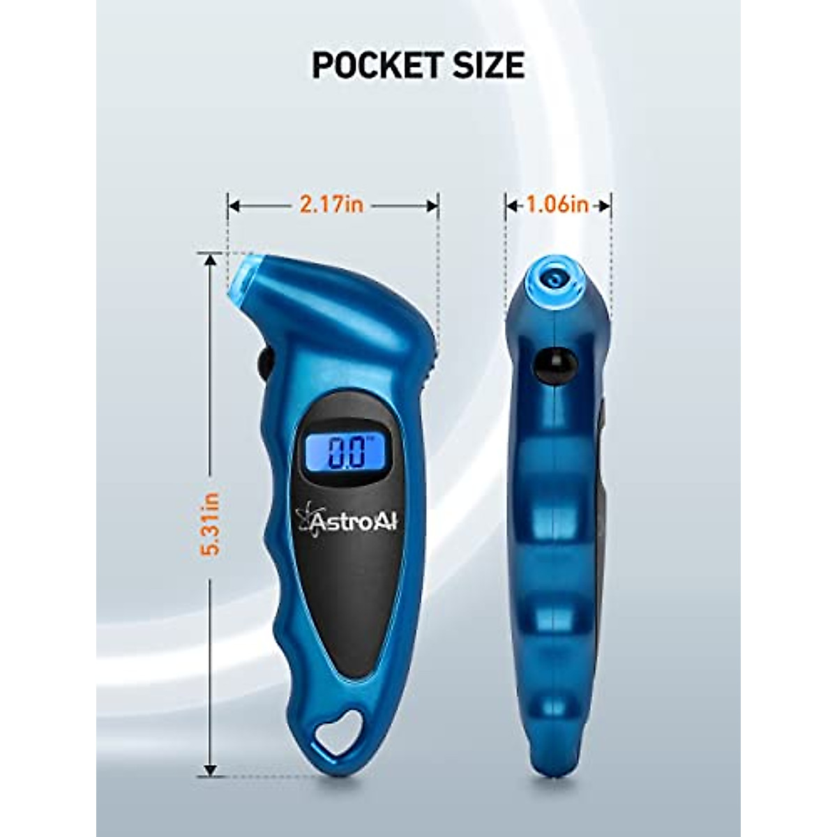 AstroAI Digital Tire Pressure Gauge 150 PSI 4 Settings for Car Truck Bicycle with Backlit LCD and Non-Slip Grip Car Accessories, Blue