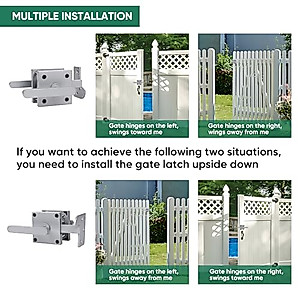 JUBEST Double Side Gate Latches, Heavy Duty Gate Latch Outdoor Fence Gate Hardware for Wooden Gates, Pool Gate, Backyard, Garden Gate, Silver