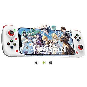 Megadream Mobile Game Controller Gamepad for iPhone iOS Android PC Joystick: Works with iPhone15/14/13/X, iPad, Samsung Galaxy, M-otorola, TCL, Tablet, COD- Wireless Connection (White)