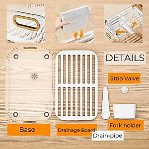 Hiceeden Dish Drying Rack with Utensil Holder, Plastic Dish Bowl Rack Dish Drainer with 360° Swivel Spout, Space-Saving Drying Rack with Handle for Home Kitchen Counter, Rustproof, Clear