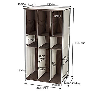 Household Essentials Transformer Boot Storage Rack, Adjustable Cubbies, Soft Poly-Cotton Fabric, Sturdy Steel Frame, Versatile and Stylish, Perfect for Short, Mid and Tall Boots, Natural and Brown