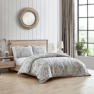 Stone Cottage - King Duvet Cover Set, Reversible Cotton Sateen Bedding with Matching Shams, All Season Home Decor (Camden Grey, King)