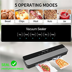 Vacuum Sealer Machine - Food Vacuum Sealer Machine Automatic Air Sealing System for Food Storage Dry Vacuum Sealer for Food Storage and Sous Vide With Dry&Moist Modes