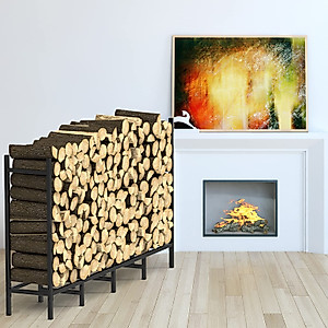NORCEESAN Outdoor Firewood Rack Holder Heavy Duty Log Holder Wood Storage Rack with Cover 5.3Ft Wood Holder for Fireplace Indoor Firewood Storage with Oxford Fabric Cover, Metal