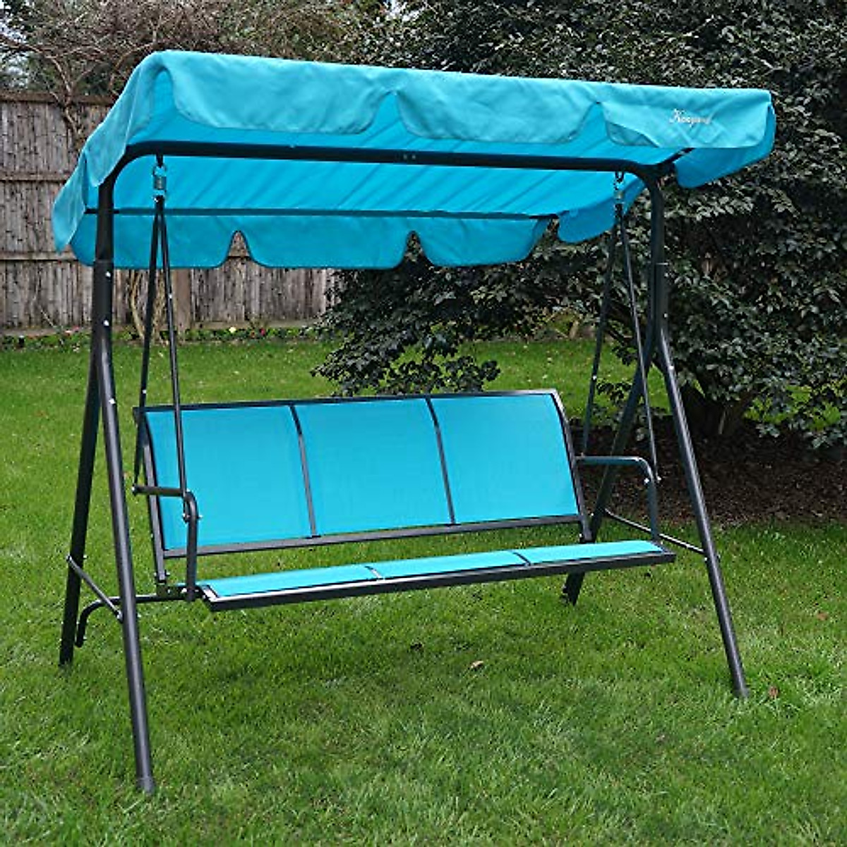 Kozyard Belle 3 Person Outdoor Patio Swing with Strong Weather Resistant Powder Coated Steel Frame and Textilence Seats