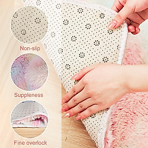 Glamtex 4x4 Round Area Rug, Soft Bedroom Circle Rugs, Fluffy Circle Rug, Fluffy Plush Shaggy Circle Rugs for Kids Room Living Room and Nursery Bedroom Decor