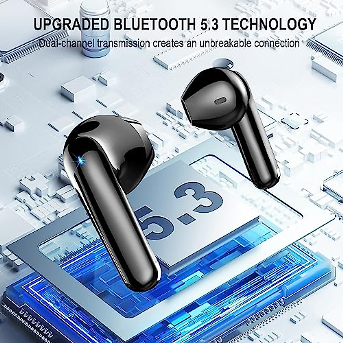 Wireless Earbuds, Bluetooth 5.3 Earbuds Hi-Fi Stereo, 3g Bluetooth Headphones in Ear with 4 ENC Mic, 40Hrs USB-C LED Mini Charging Case Ear buds, IP7 Waterproof Sport Earphones for Android iOS [2023]