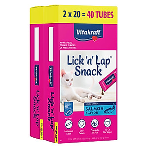 Lick 'n' Lap Snack with Salmon Cat Treat, Value-Pack 40pk
