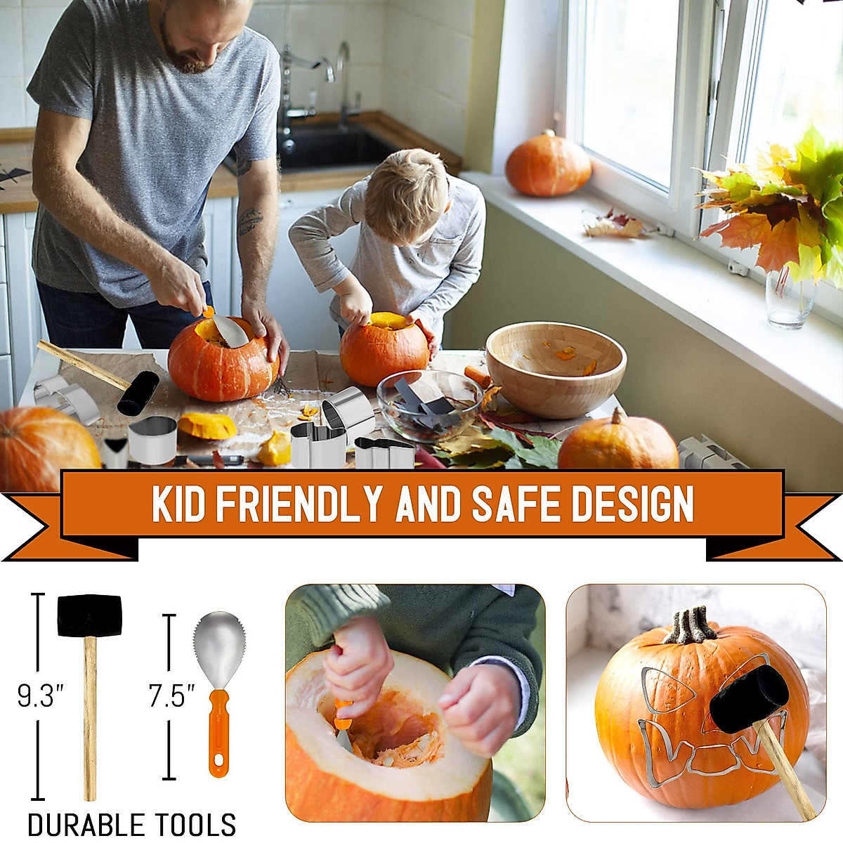 ZMCINER 23 PCS Pumpkin Carving Kit Heavy Duty Stainless Steel Pumpkin Carving Tools Simple & Safe Pumpkin Carving Kit for Kids & Adults