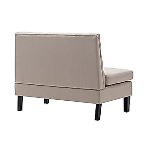 Yongqiang Modern Upholstered Settee Bench for Dining Room Living Room Entryway High Back Loveseat Sofa Couch Banquette Khaki