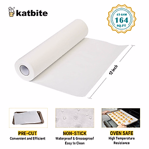 Katbite Parchment Paper Roll 15 inch x164 ft 205 SQ FT & 12 inch x 164ft Heavy Duty Parchment Paper for Baking