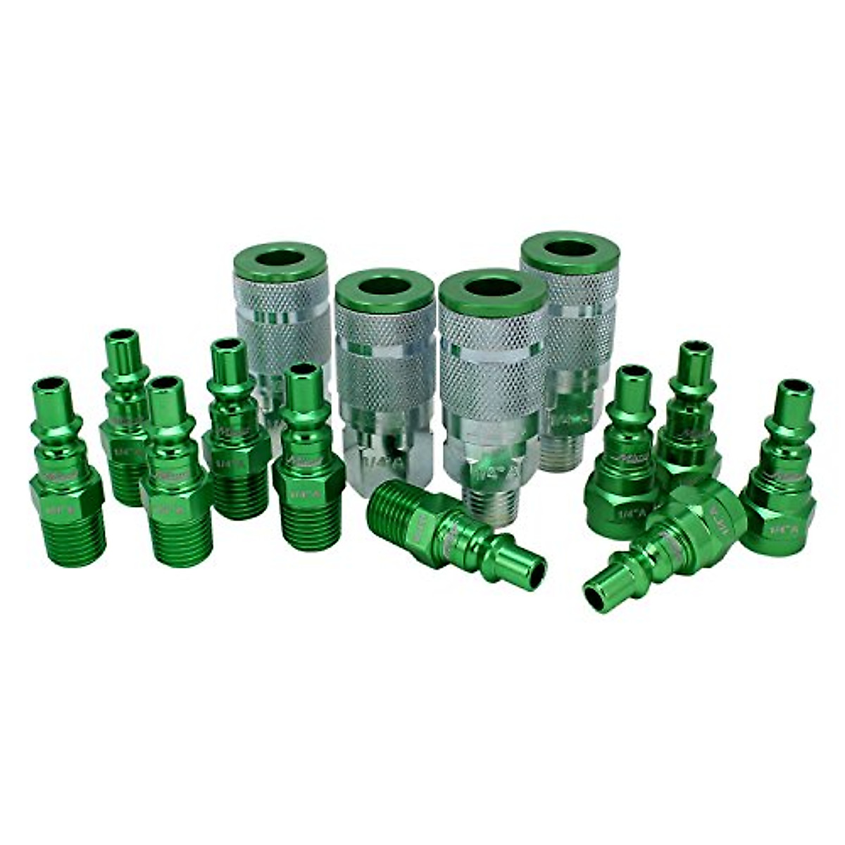 Milton ColorFit Coupler & Plug Kit (14 Piece), A-Style 1/4 NPT Green, S-314AKIT