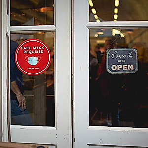 Face Mask Required Sign Sticker 2 Pack 8x8” Inch Peel & Stick Vinyl Decal Wall & Floor Sticker | Wear Face Mask Public Safety Signage for Customers, Business, Offices, Storefronts | No Mask No Entry